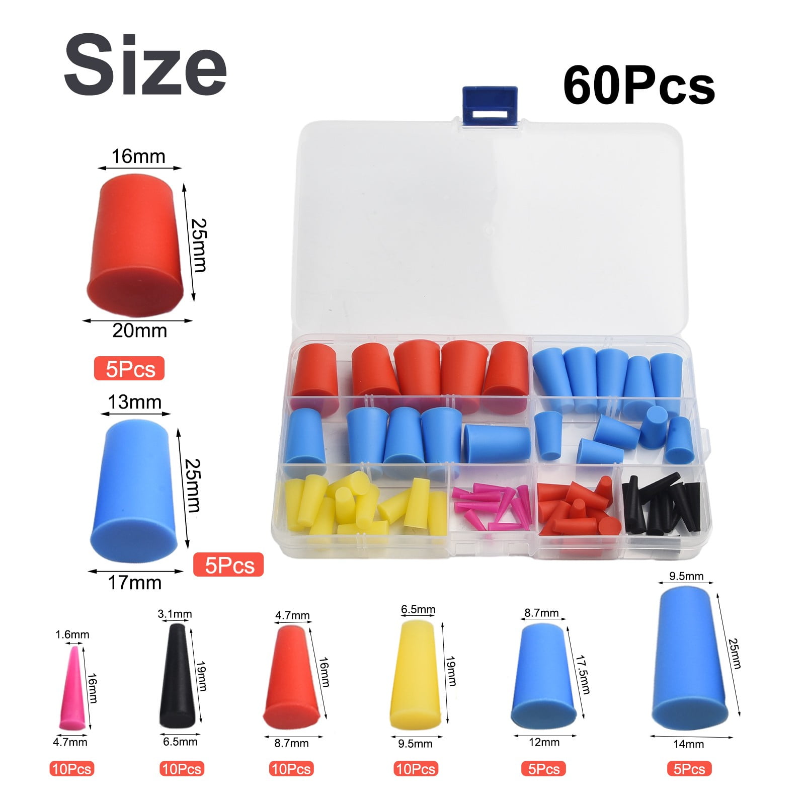60Pcs High Temp Masking Plugs Powder Coating Silicone Cone Plugs ...