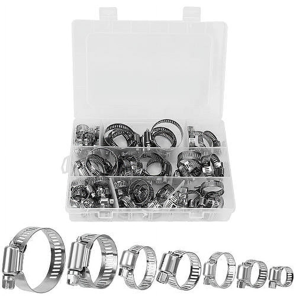 60Pcs Hose Clamp Set Stainless Steel Adjustable Worm Gear Assortment ...