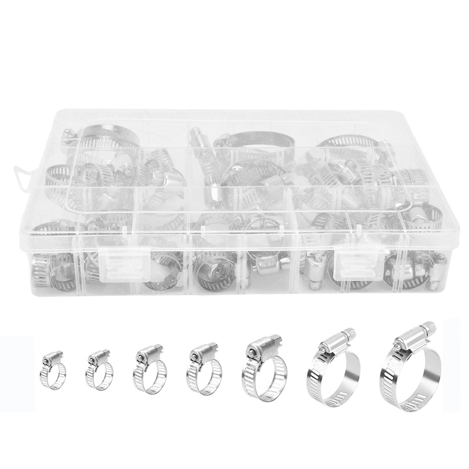 60Pcs Hose Clamps Assortment Kit, Stainless Steel Hose Clamp Set 1/4"-1 ...
