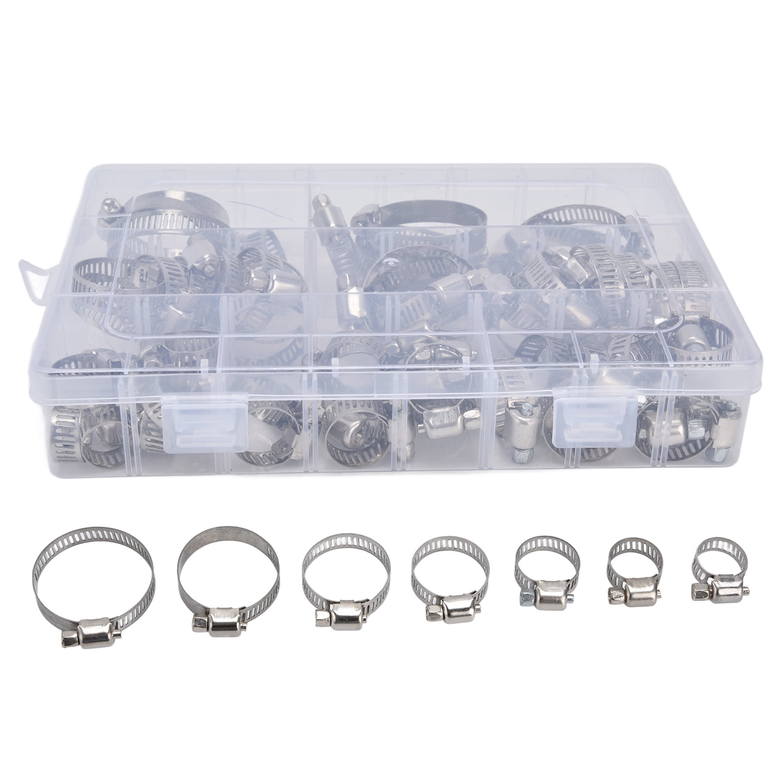60Pcs Hose Clamps Assortment Kit, Stainless Steel Hose Clamp Set 1/4"-1 ...