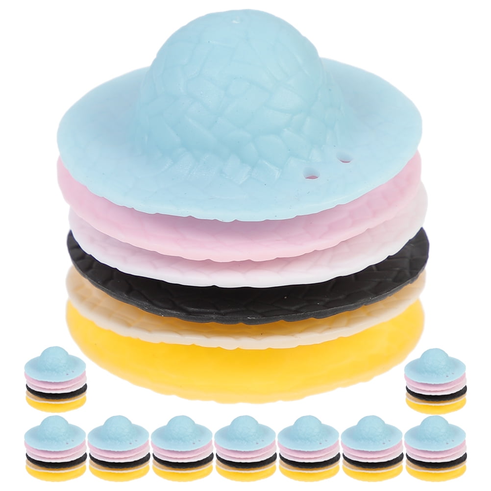 60Pcs Imitated Straw Hats Miniature Fake Hat Mini Simulated Straw Hat ...