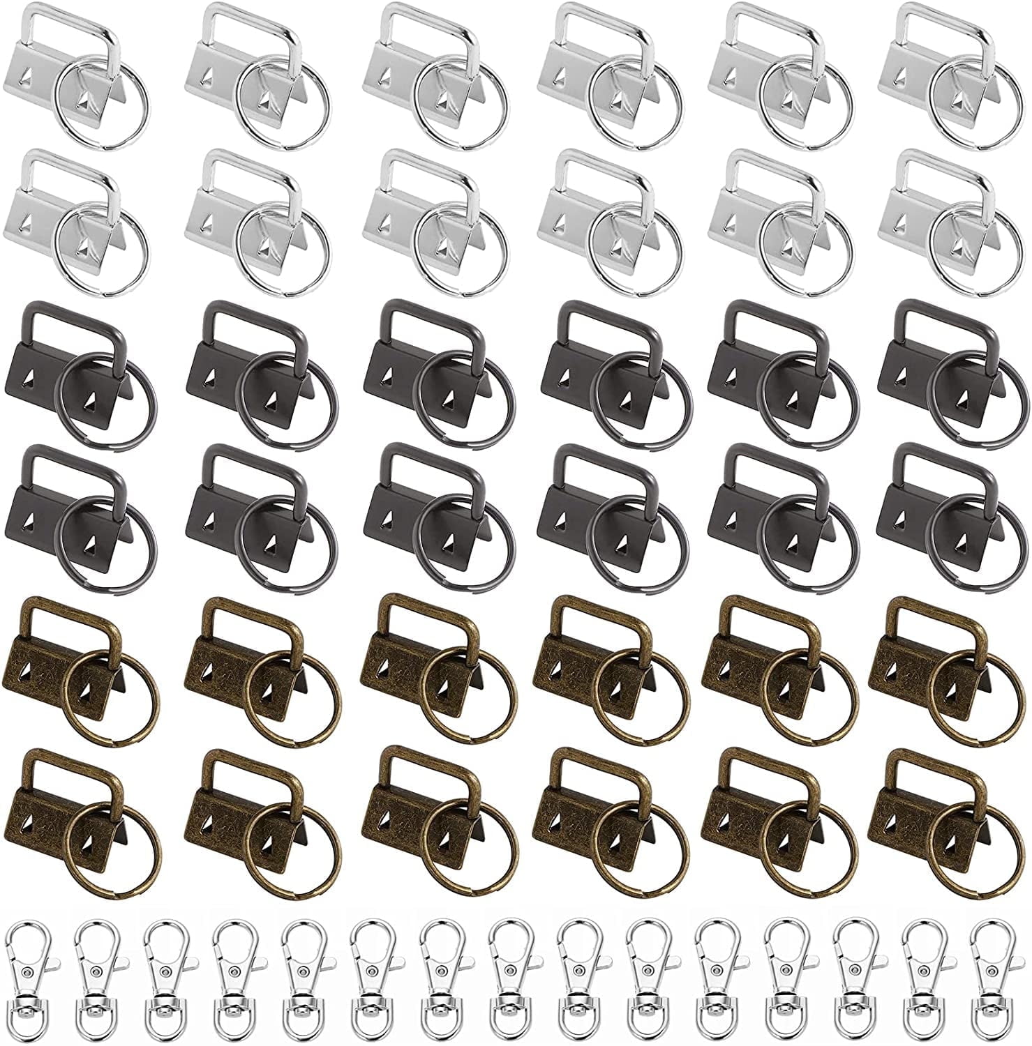60Pcs Key Fob Hardware, Keychain Bracelet Hardware with Swivel Lanyard ...