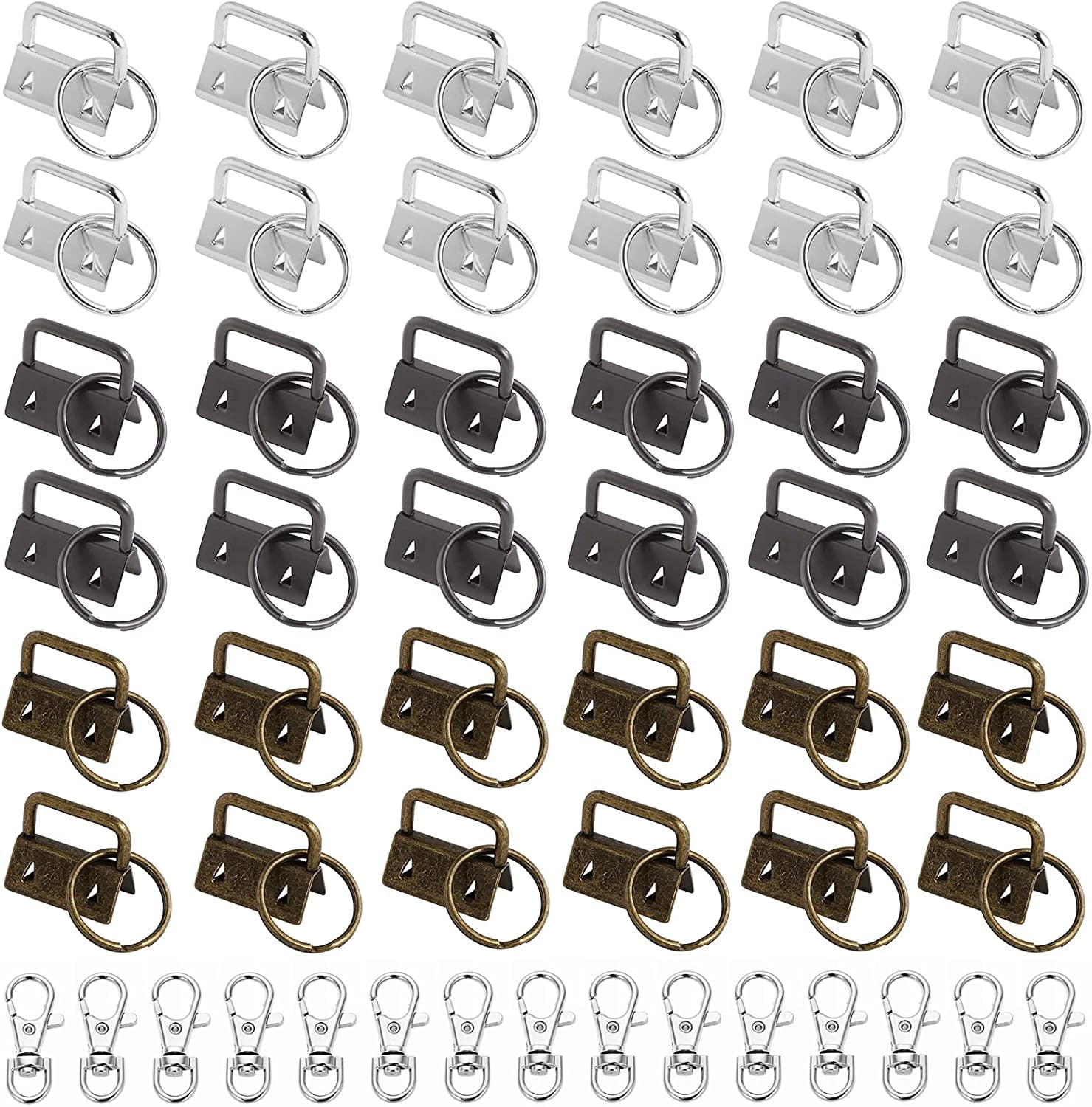 60Pcs Key Fob Hardware Set, Keychain Bracelet Hardware with Swivel ...