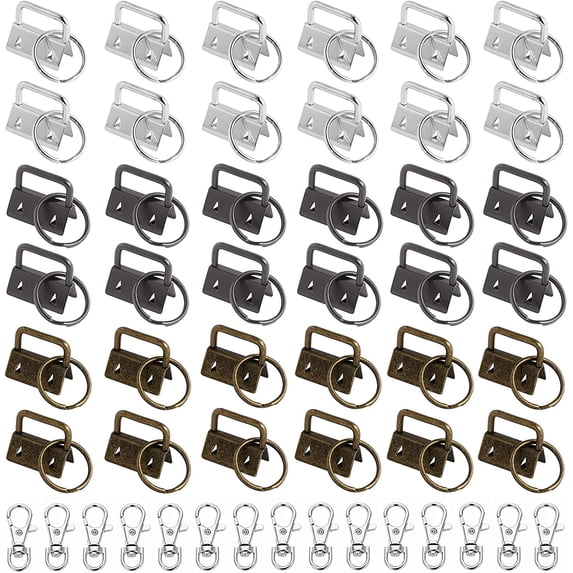 60Pcs Key Fob Hardware Set, Keychain Bracelet Hardware with Swivel ...