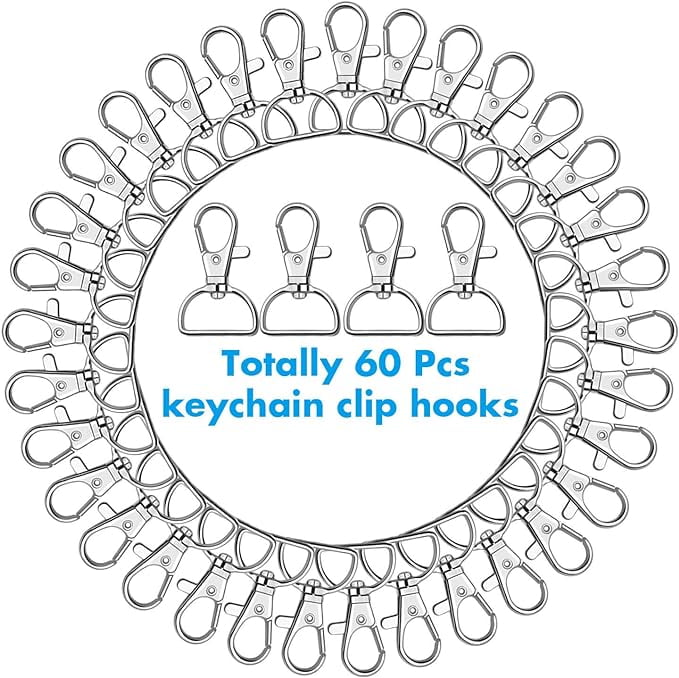 60Pcs Keychain Clip, Lobster Claw Clasps, Zinc Alloy Flexible D Ring ...