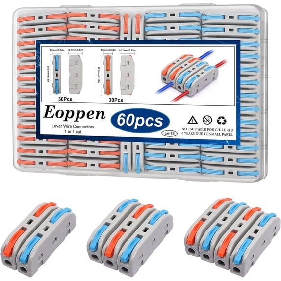 60Pcs Lever Wire Connectors 28-12 AWG Quick Connect Electrical Splicing ...