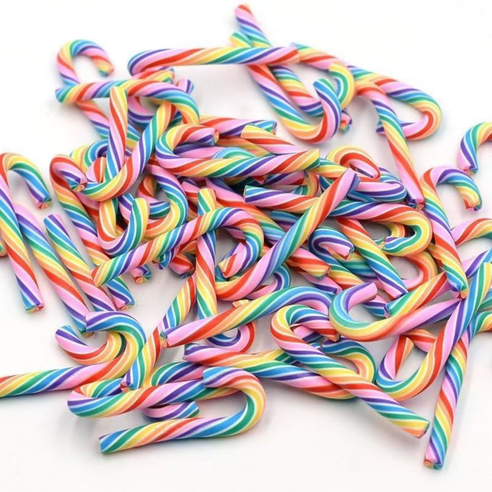60Pcs Mini Christmas Candy Cane for Crafts, 1.2" Fake Candy Canes ...