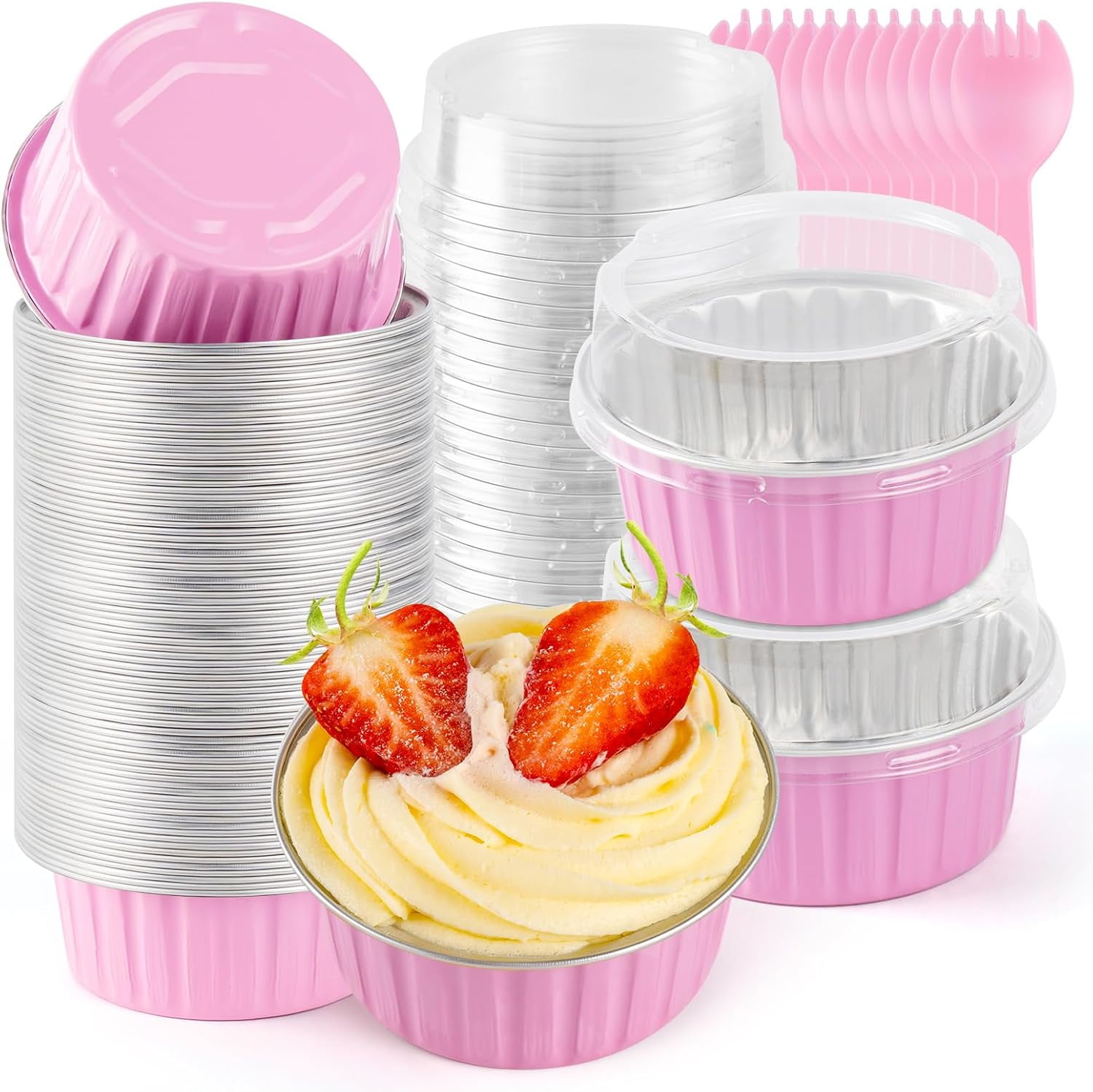 60Pcs Mini Loaf Pans with Lids and Spoons, Aluminum Foil Baking Pans ...