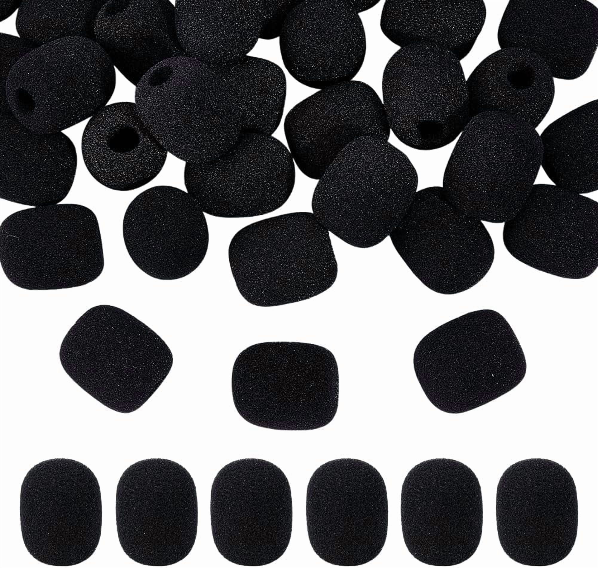 60Pcs Mini Microphone Sponge Sleeve Black Oval Foam Microphone ...