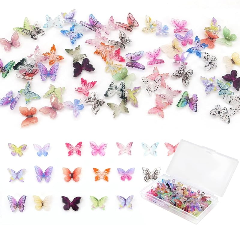 60Pcs Mini Resin Butterflies, Miniature Dollhouse Accessories Tiny ...