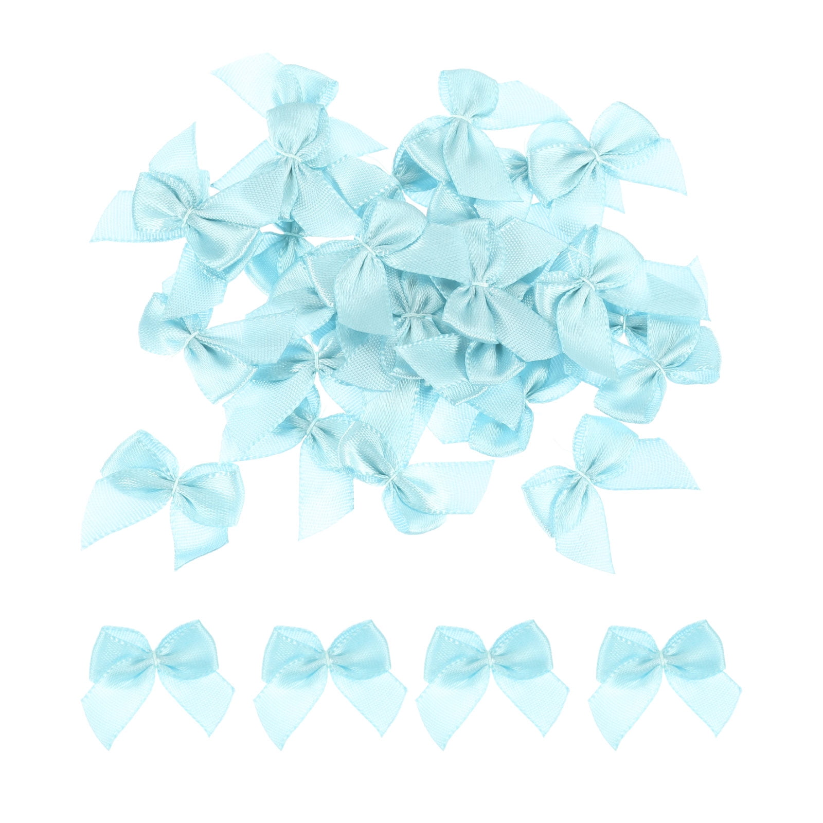 60Pcs Mini Ribbon Bow 1" Mini Fabric Satin Ribbon Flower Bows Craft DIY ...