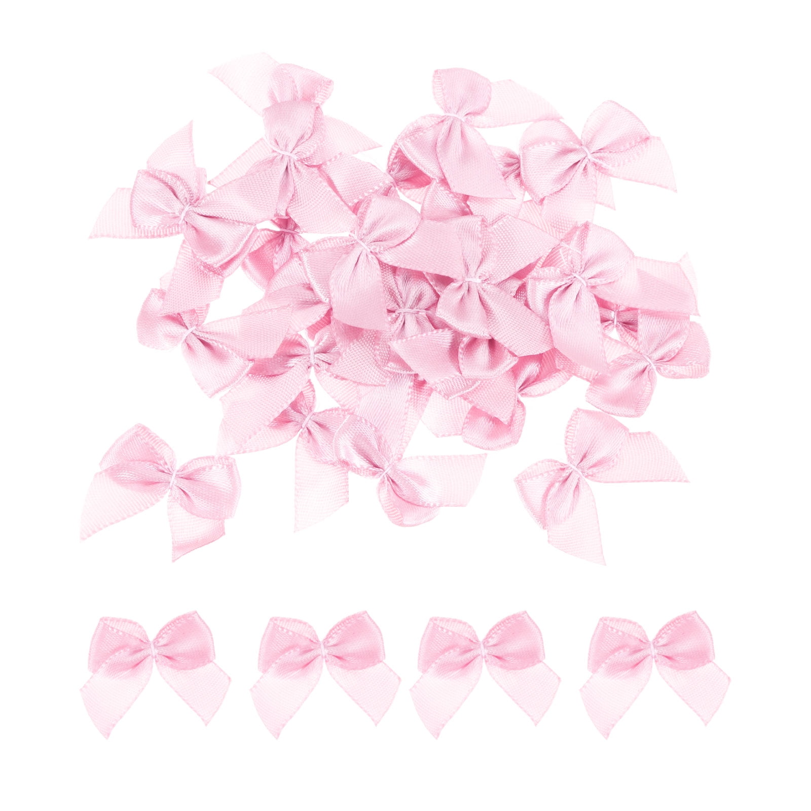 60Pcs Mini Ribbon Bow 1" Mini Fabric Satin Ribbon Flower Bows Craft DIY ...