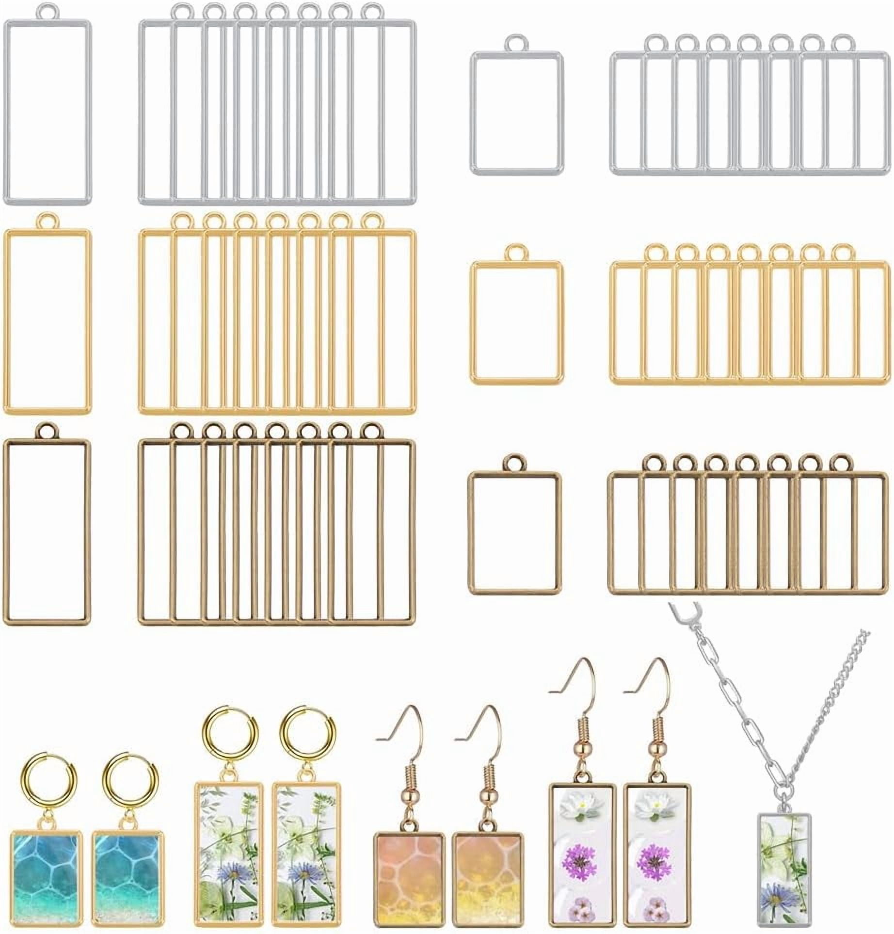 60Pcs Open Bezels for Resin 2 Sizes Rectangle Open Back Bezel Hollow ...