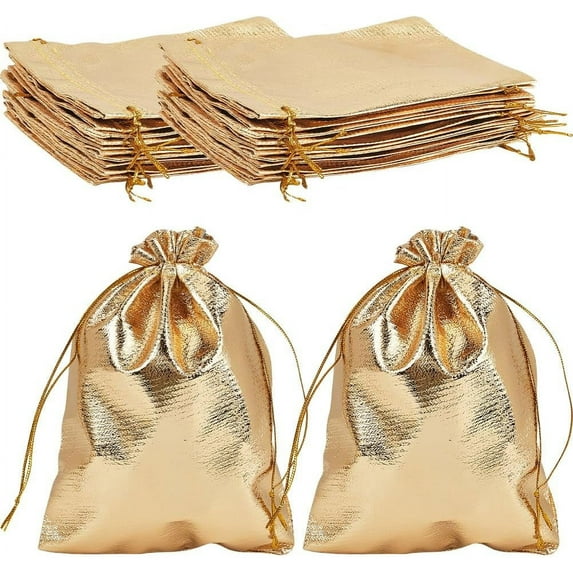 60Pcs Organza Bags 18x13cm Gold Medium Drawstring Jewelry Pouches for ...