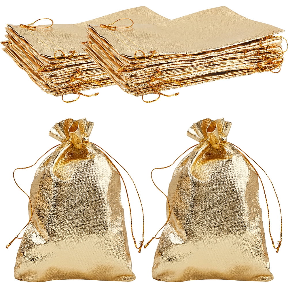 60Pcs Organza Gifts Bags Medium 16x11cm Gold Drawstring Crafts Pouches ...