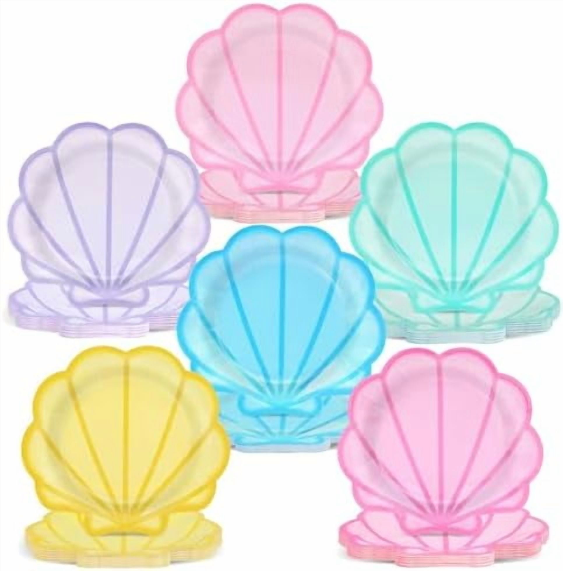 60Pcs Pastel Seashell Paper Plates Mermaid Birthday Party Supplies ...