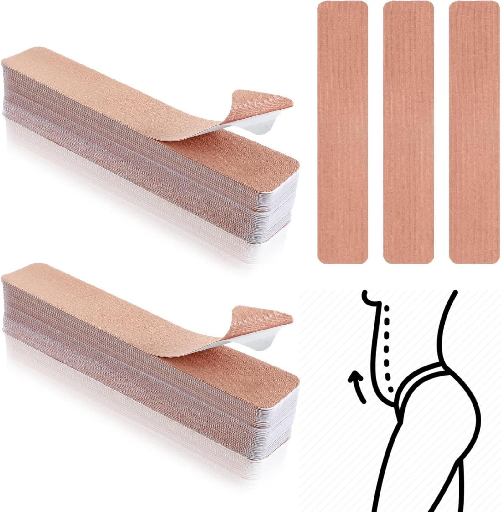 60Pcs Pre Cut Belly Tape - Waterproof Tummy Control Tape, Elastic Body ...