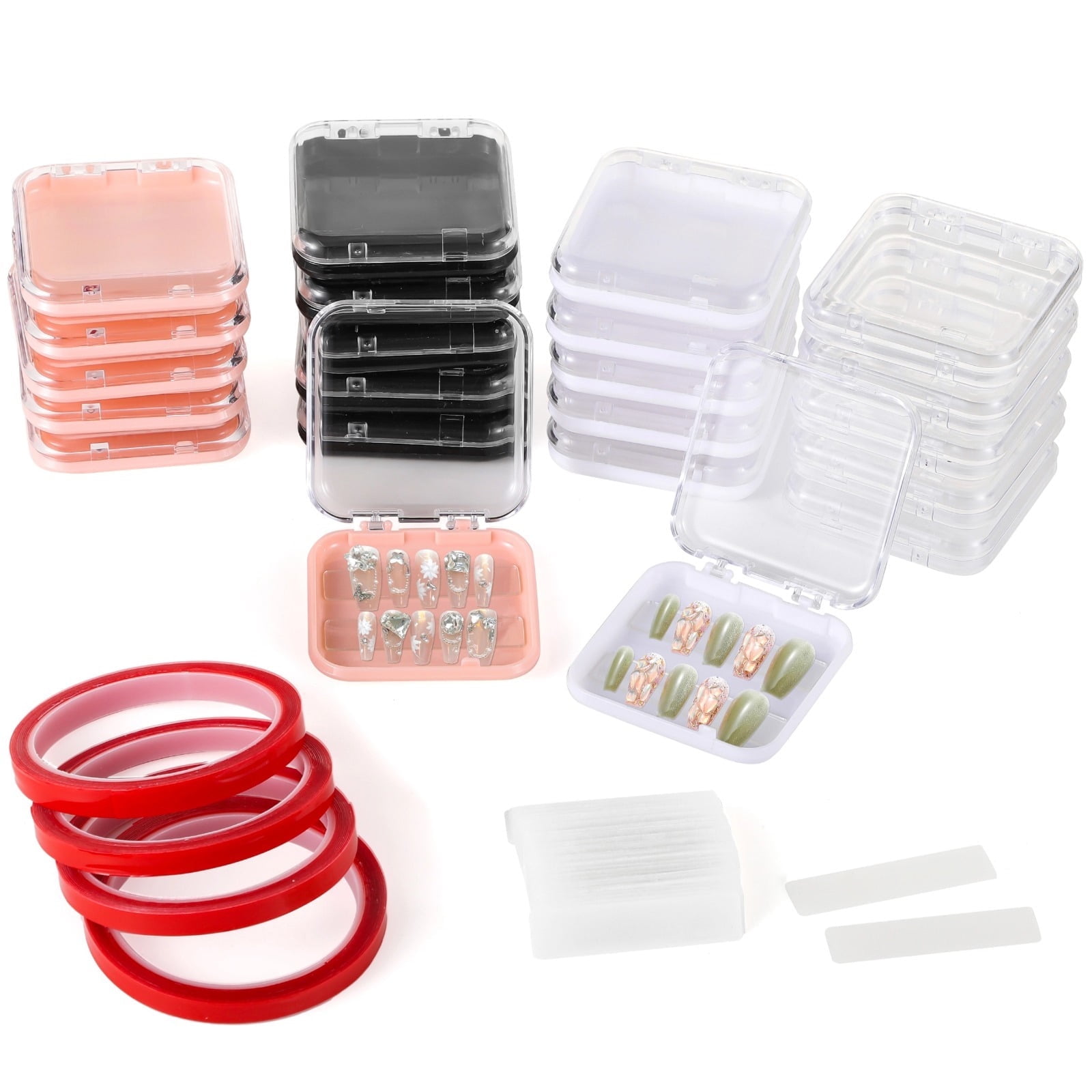 60Pcs Press-on Nail Storage Boxes, Clear Acrylic Nail Containers with ...