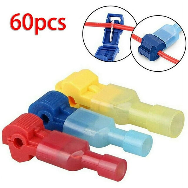 60PCS Quick Splice Wire Terminal Connectors Combo Kit Insulated 22-10 ...