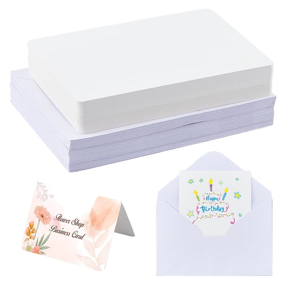 60Pcs Rectangle Paper Blank Card with 60Pcs Paper Envelopes White ...