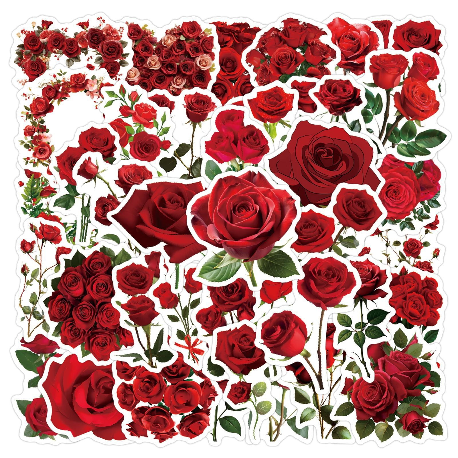 60Pcs Red Rose Graffiti Sticker, Wall Decal for Furniture or Daily Item ...