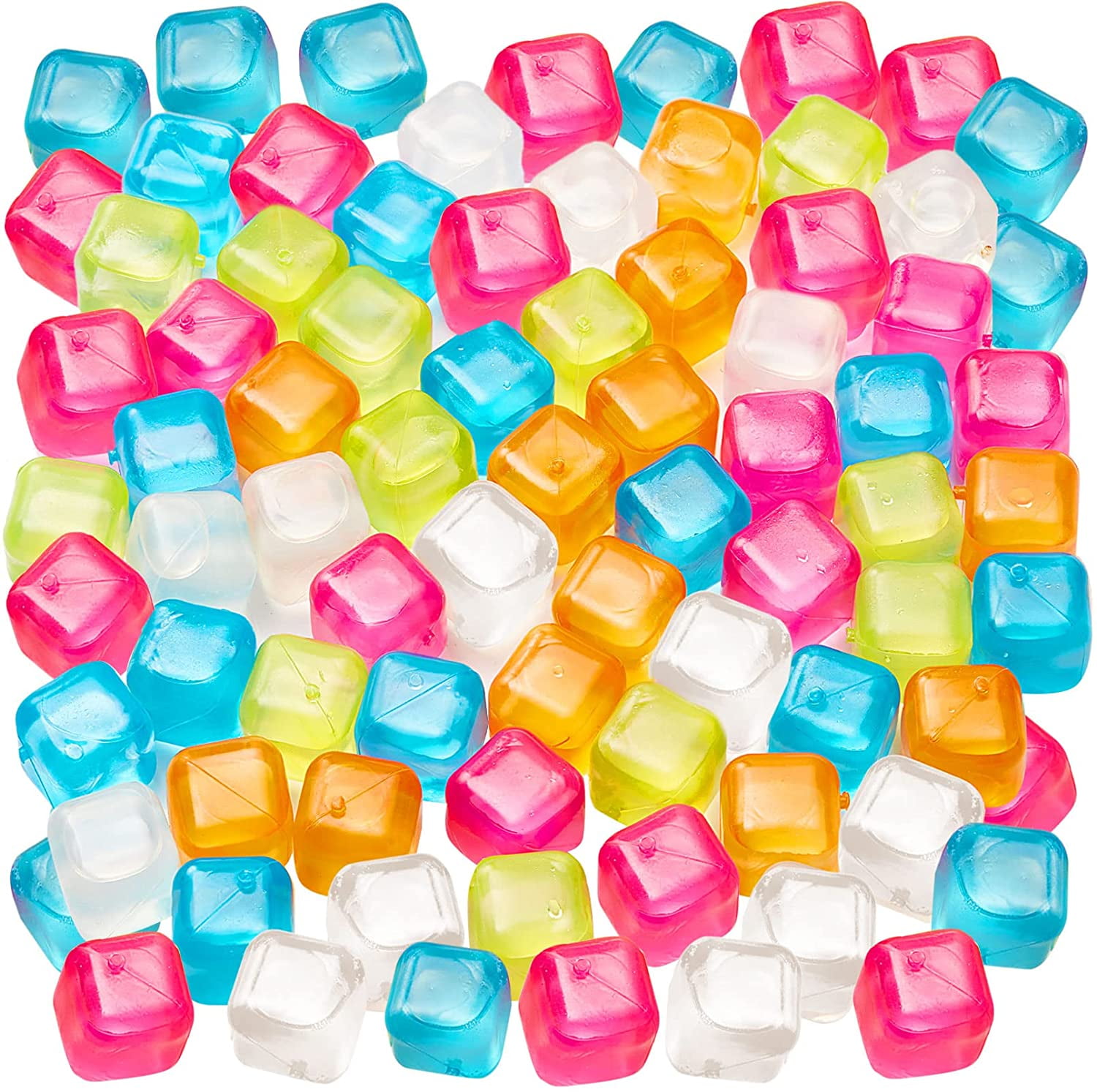 60Pcs Reusable Ice Cubes,Colorful Plastic Ice Cubes,Refreezable Ice ...