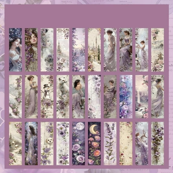 60Pcs Romantic Floral Book Bookmarks Sets Paper Memo Bookmarks for Reading Marker Rectangle Plum ...