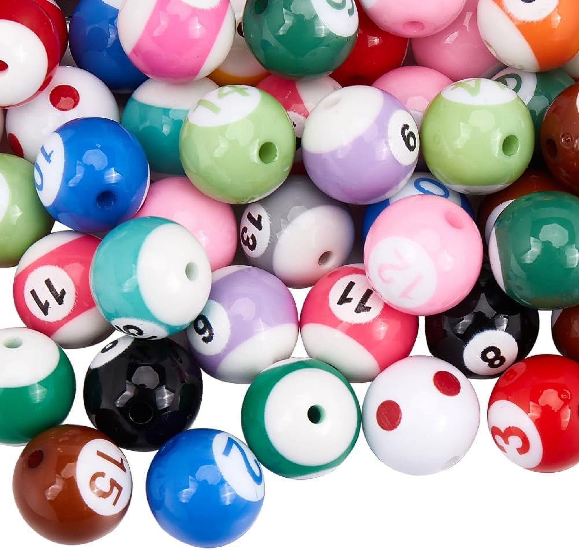 60Pcs Round Number Beads Acrylic Ball Beads Opaque Colorful Chunky ...