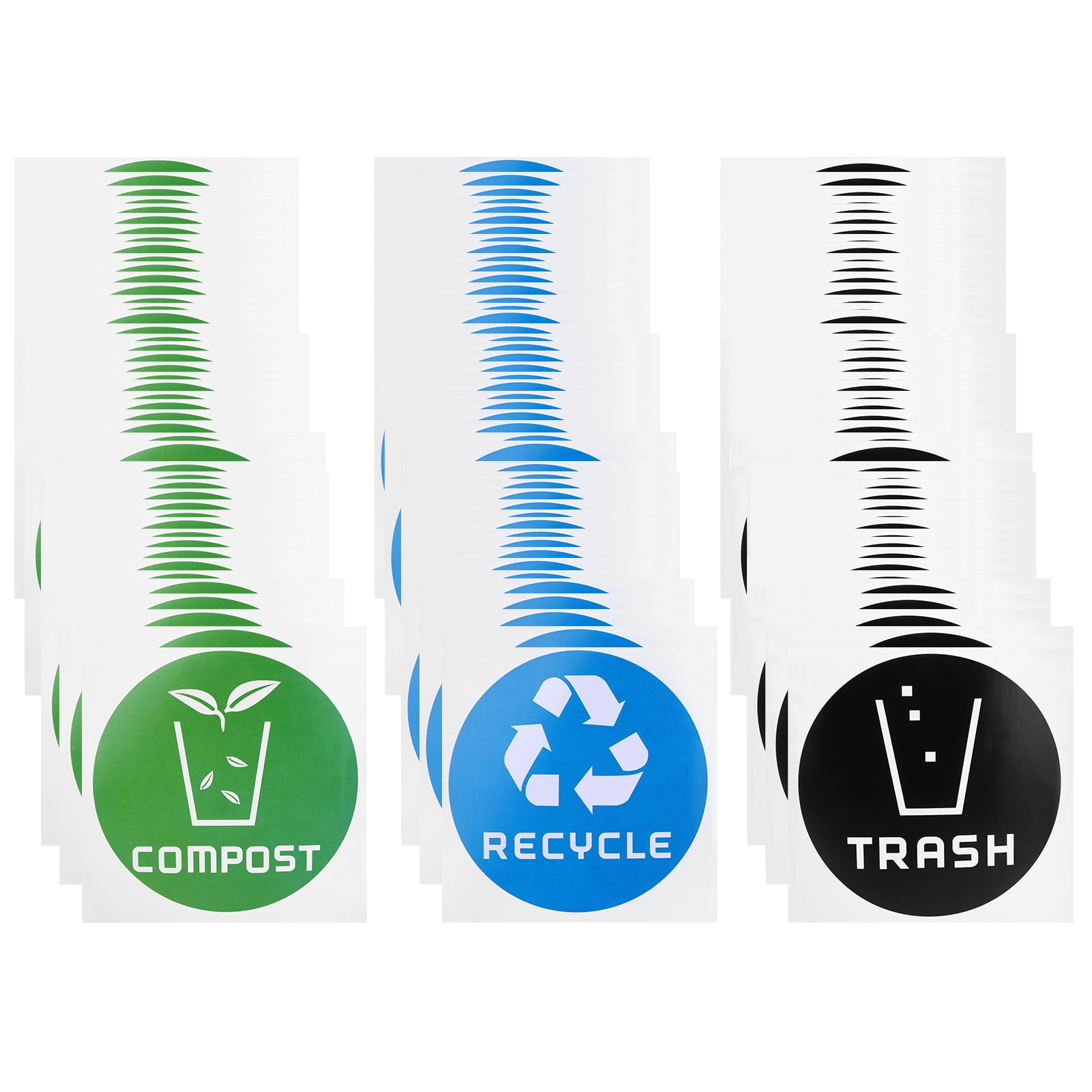 60Pcs Round Recycle Trash Compost Stickers - Durable Decals for Easy ...