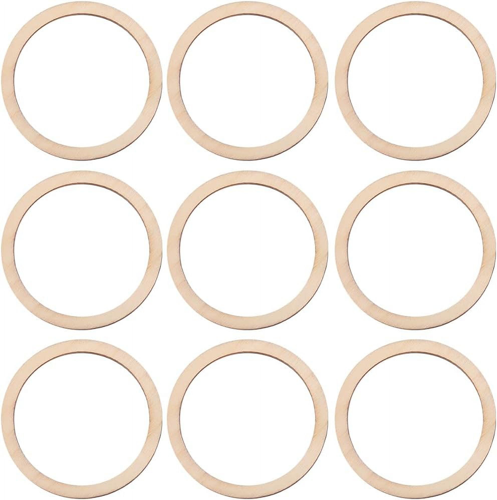 60Pcs Round Wood Ring Wooden Rings Bulk Unfinished Smooth Solid ...
