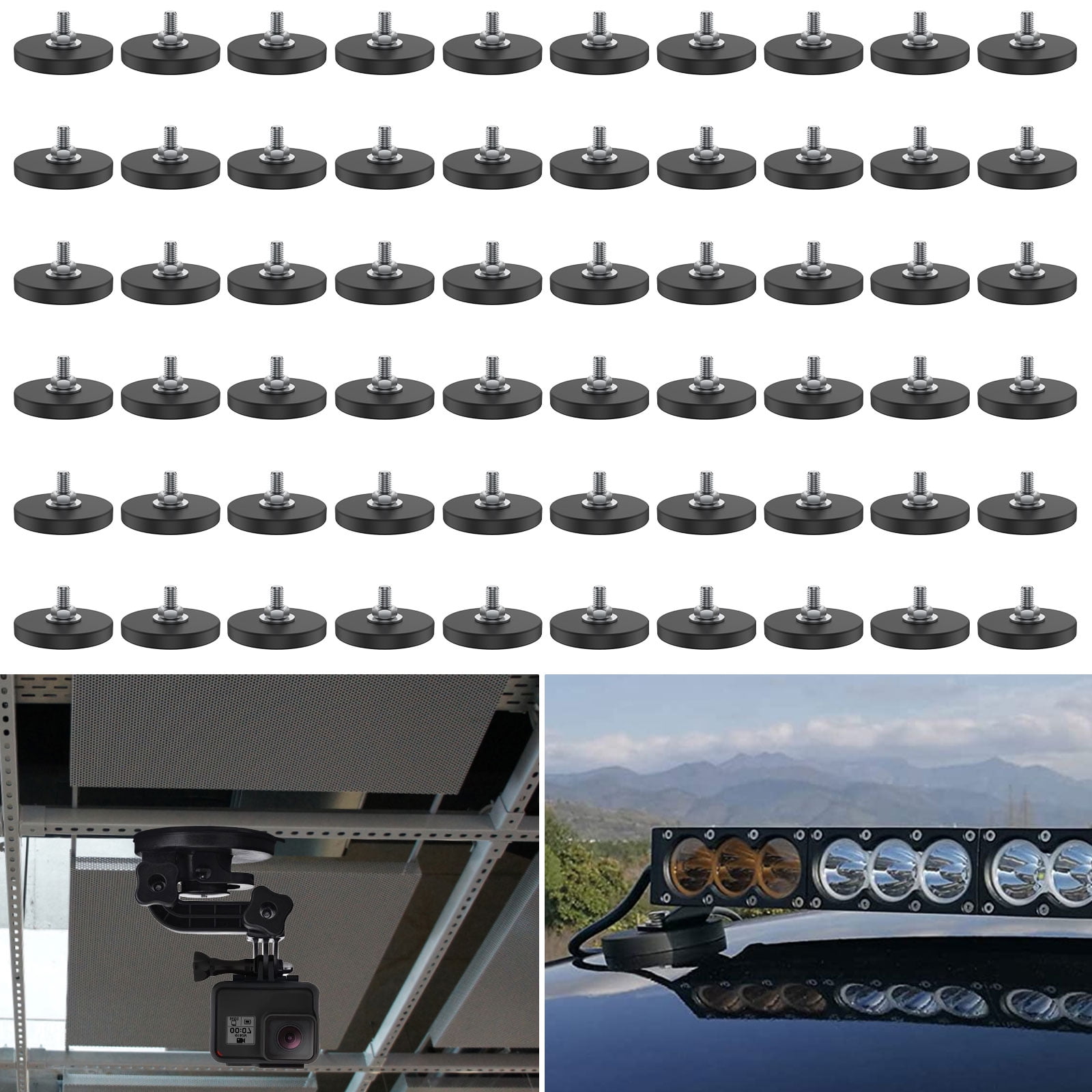 60Pcs Rubber Coated Magnets Easy Install Round Neodymium Mounting ...