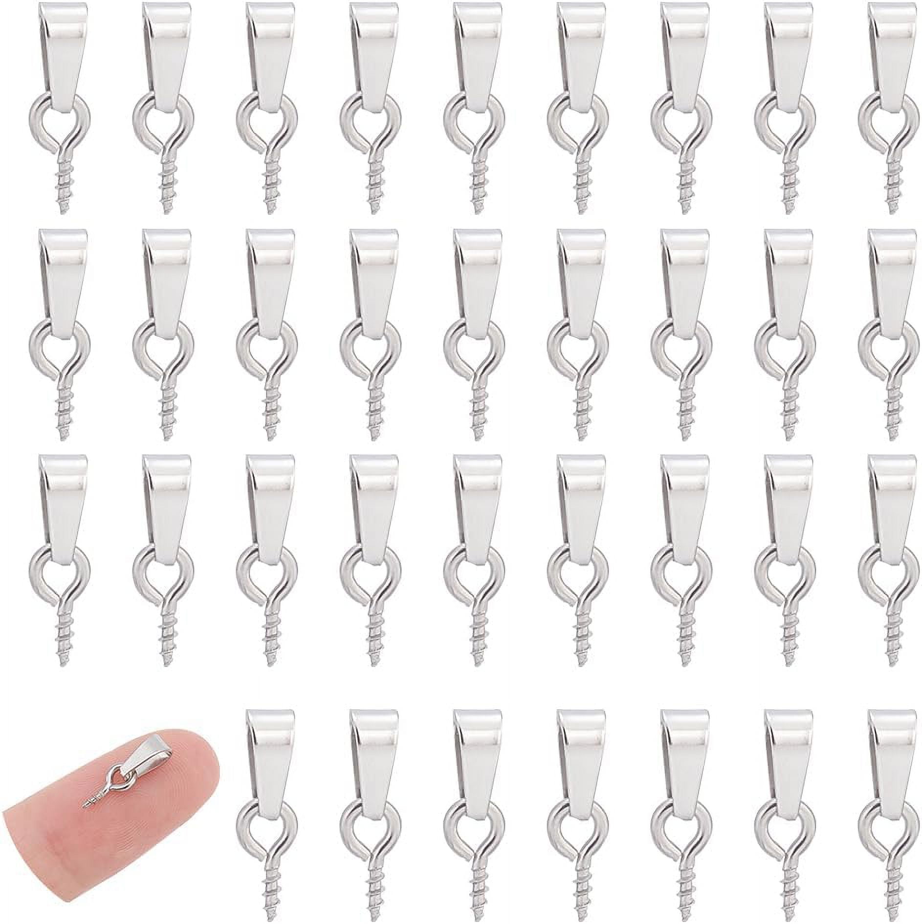 60Pcs Screw Eye Pins Peg Bails 4x8mm Stainless Steel Eye Hooks Small ...