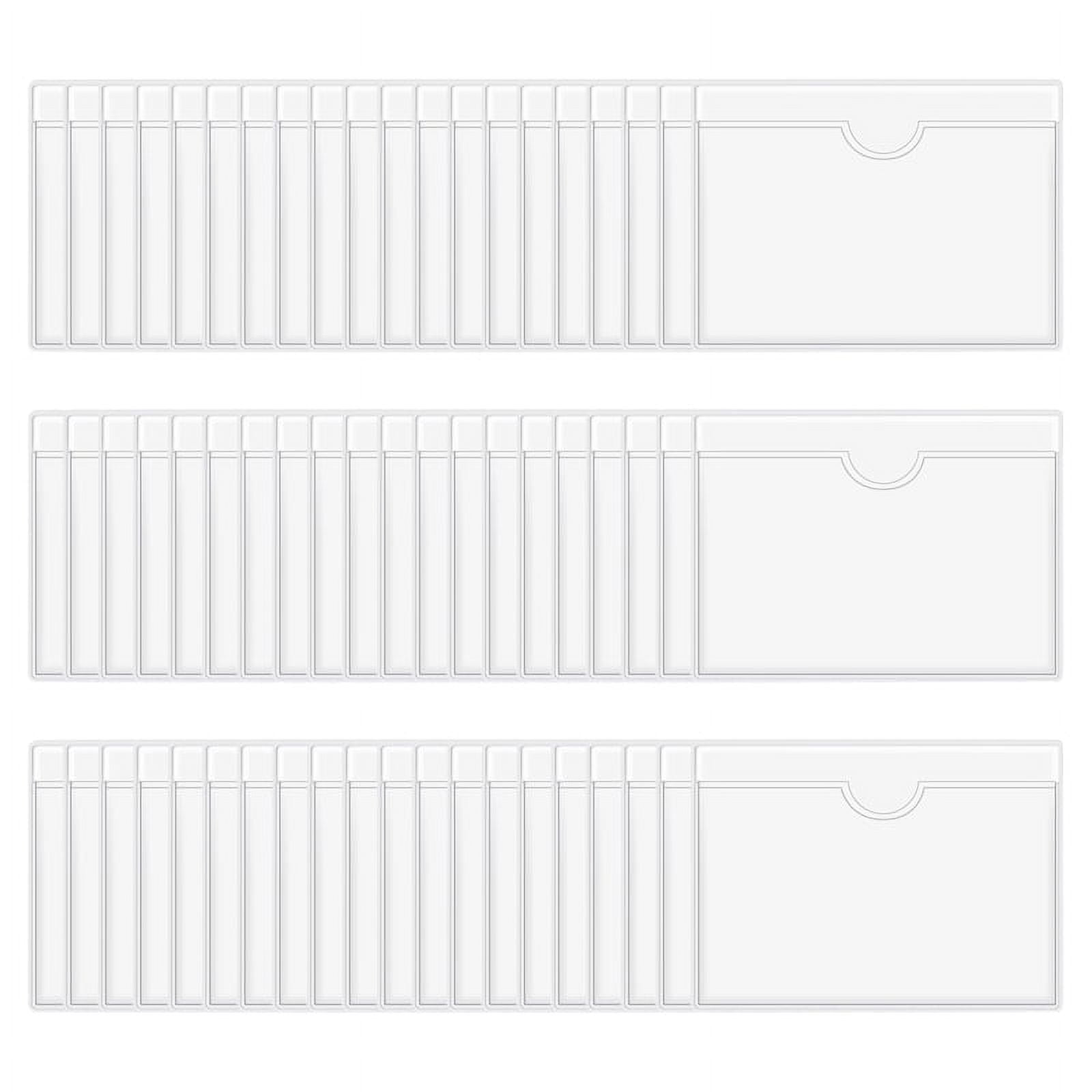 60Pcs Self-Adhesive Label Holder Card Pockets Clear Library Holders ...