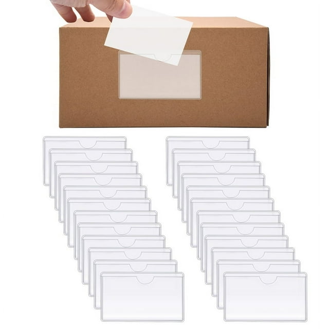 60Pcs Self-Adhesive PVC Plastic Label Holder Card Pockets for Business ...