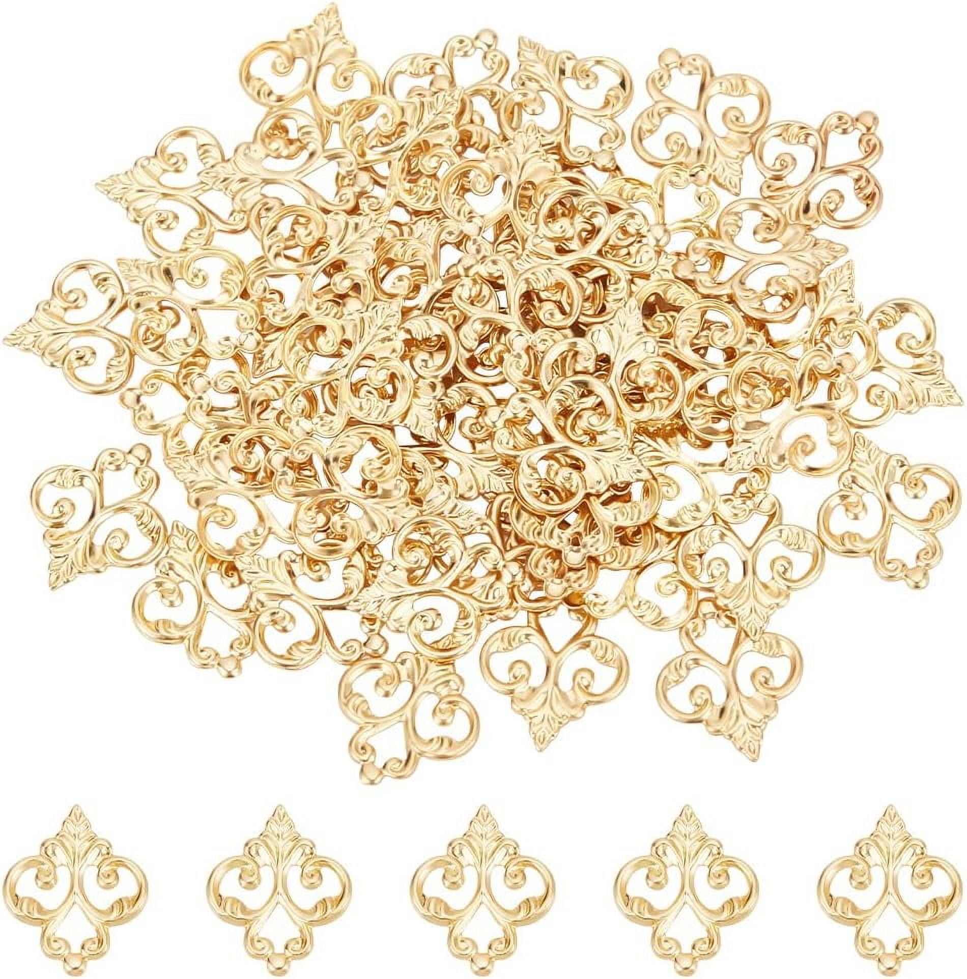 60Pcs Stainless Steel Flat Round Filigree Joiners Links 15.5mm Long ...