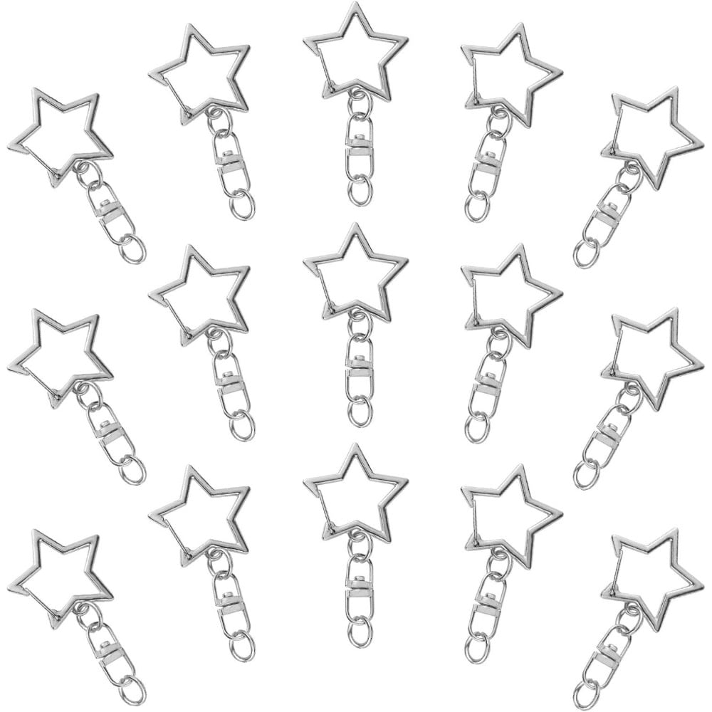 60Pcs Star-Shaped Swivel Key Clips, Stainless Steel Craft Snap Hooks ...