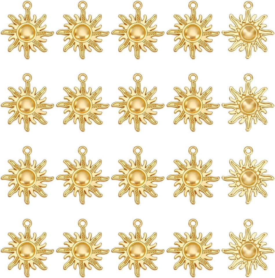 60Pcs Sun Charms Tibetan Style Alloy Charms 28mm Long Metal Vintage ...