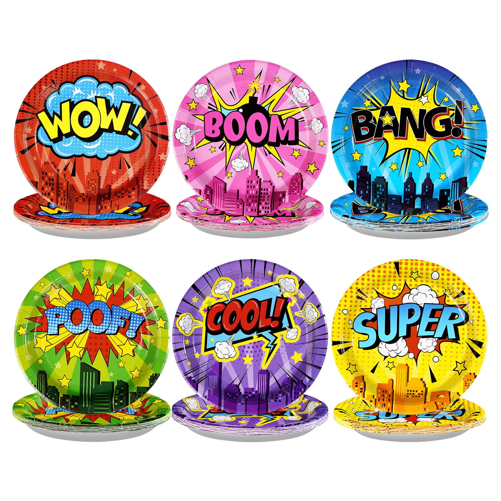 60Pcs Super Theme Hero Party Plates AFN19"Large Disposable Comic Hero ...