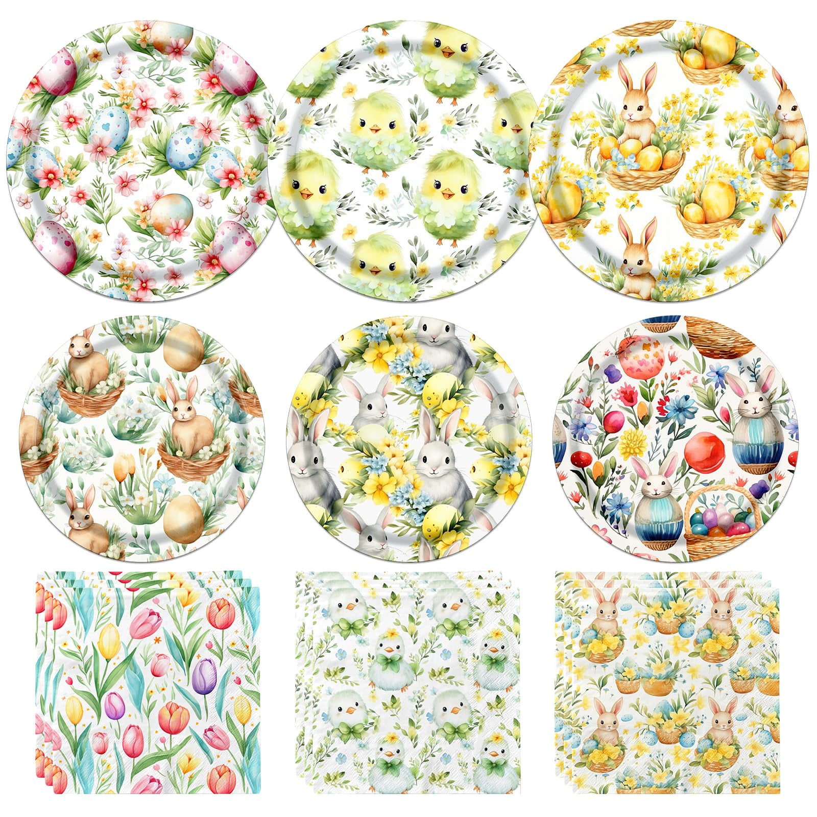 60Pcs TMH1 Easter Plates and Napkins with Happy Easter and Easter Eggs ...