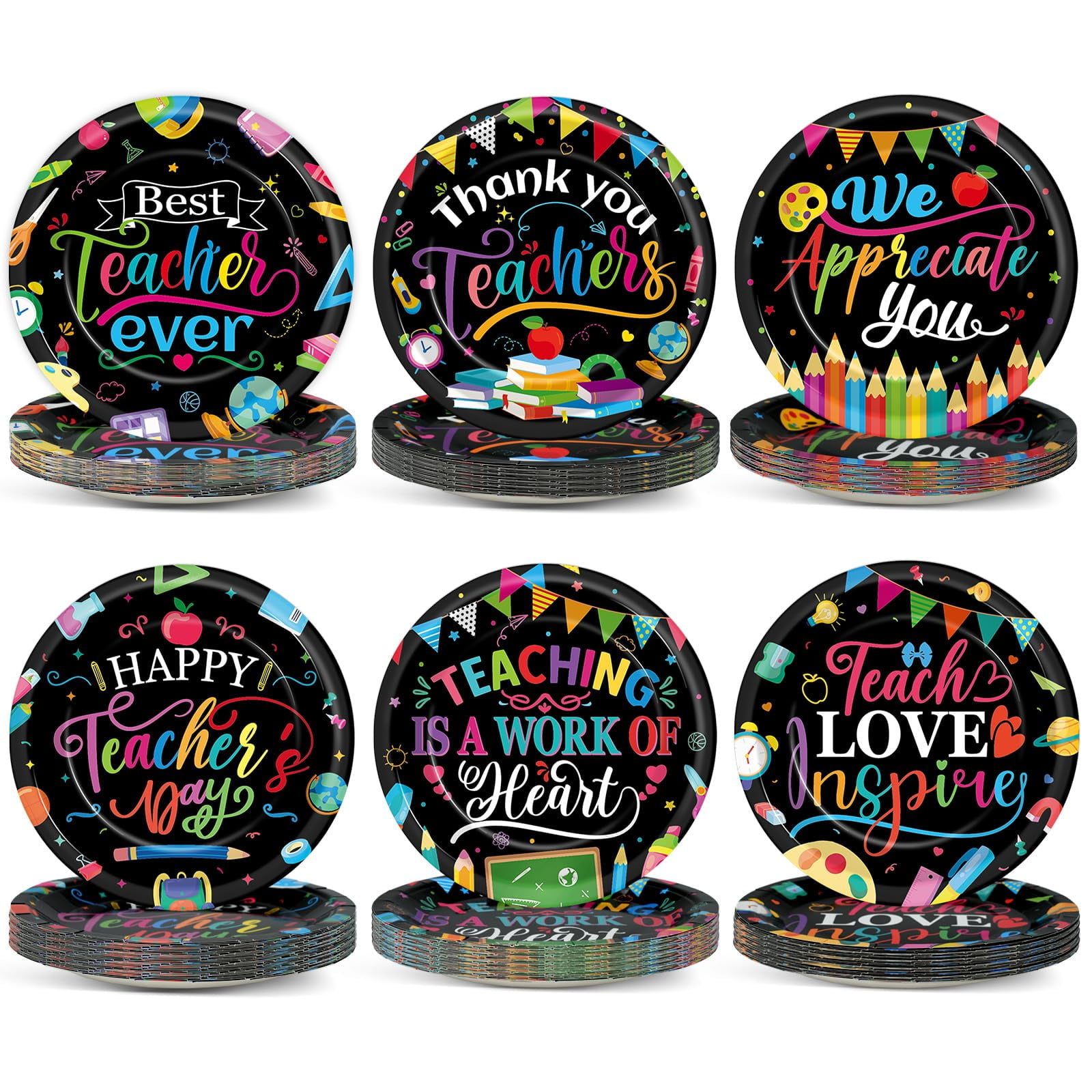 60Pcs Teacher Appreciation Party MMF7 Paper Plates Thank You Party ...