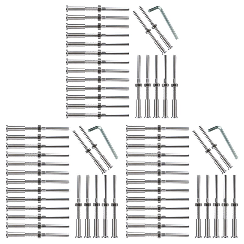60Pcs Turnbuckle Hand Swage Threaded Stud Tension Hex End Fitting ...