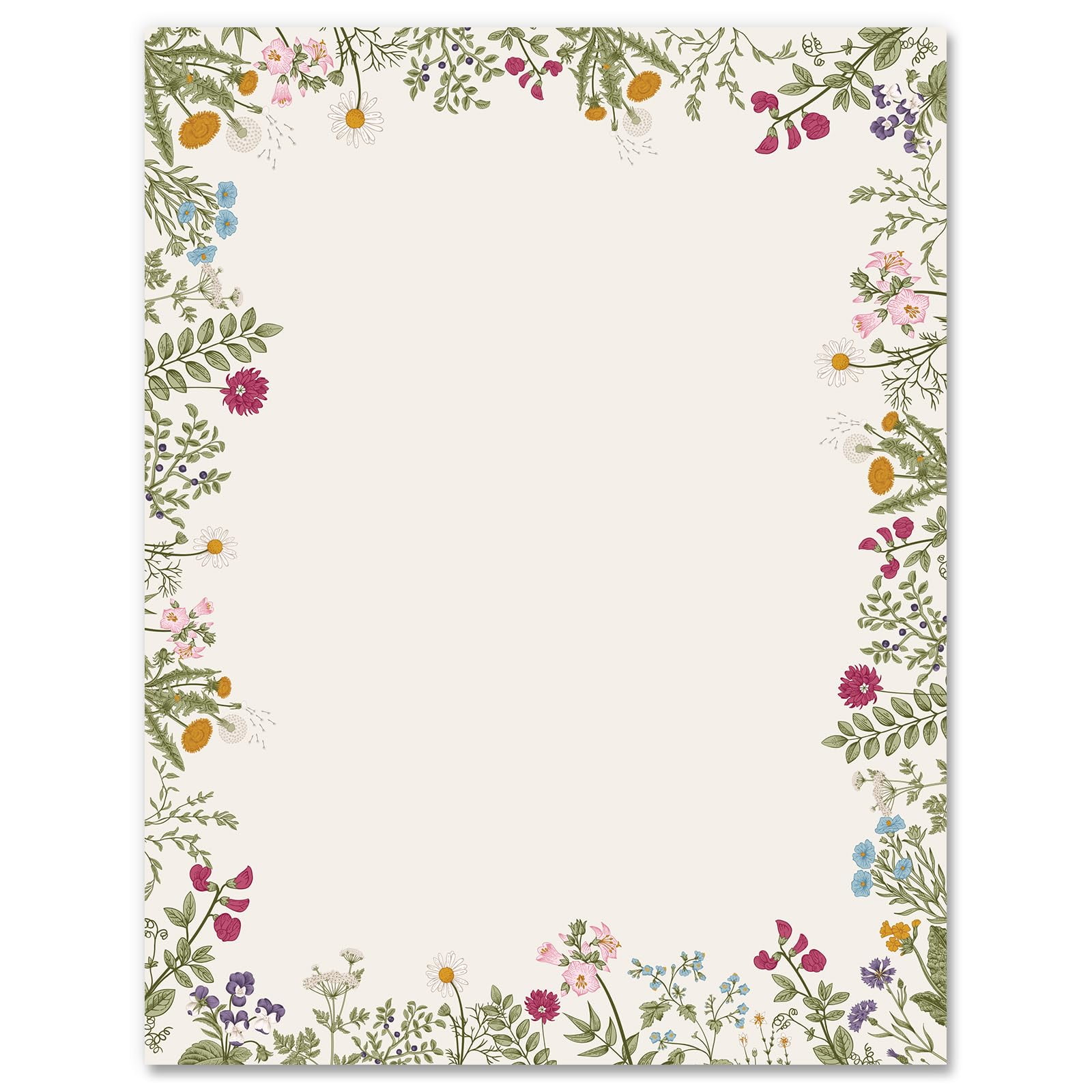 60Pcs Vintage Floral Stationery Letterhead Paper Retro Wildflower ...