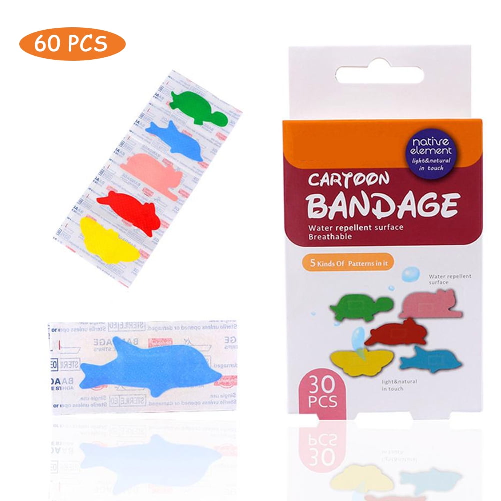 60Pcs Waterproof Cute Cartoon Animal Children Bandages Wound Emergency ...