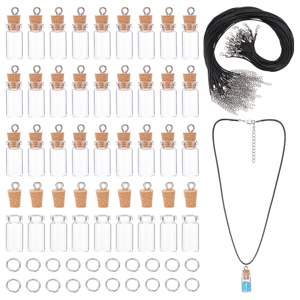 60Pcs Waxed Cotton Cord Necklace Making Kits with 60Pcs Empty Column ...