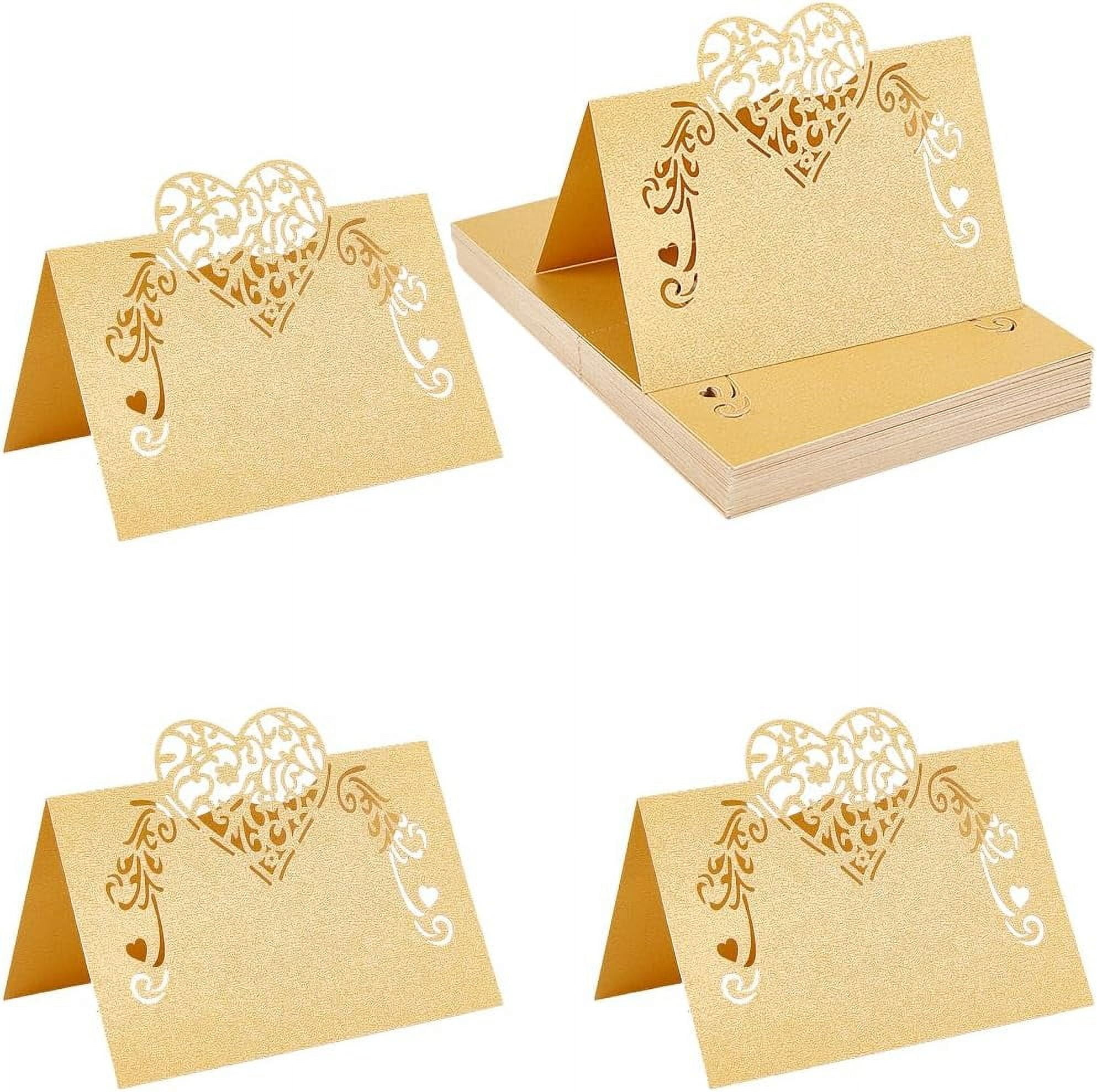 60Pcs Wedding Table Place Cards Golden Hollow Heart Paper 3D Seat ...