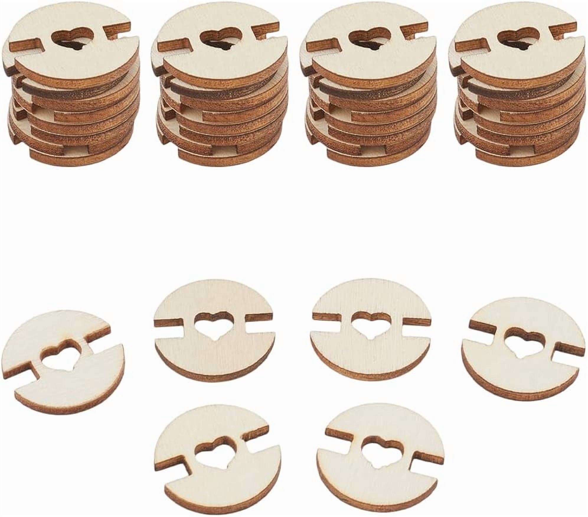 60Pcs White Round Shape Wood Button Bulk with One Heart Hole Solid ...