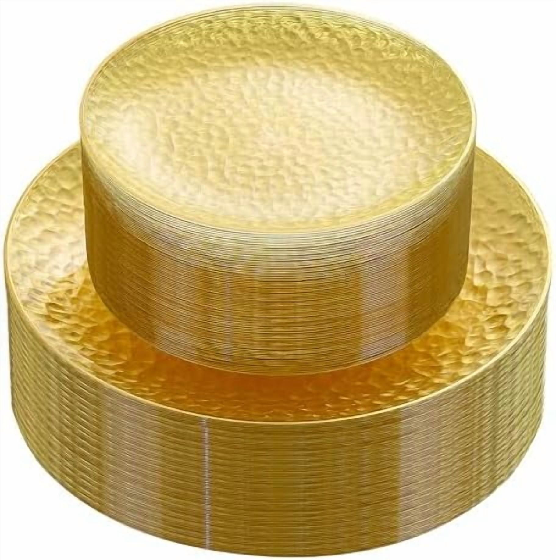 60Pcs Yellow Gold Plastic Plates, Yellow Disposable Plates With Gold ...