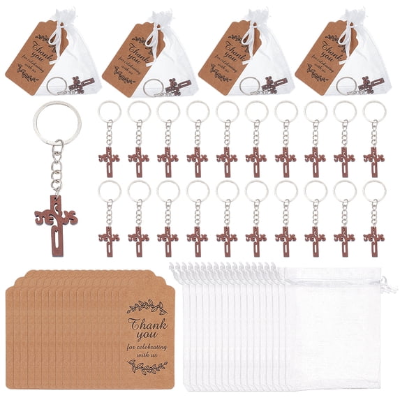 60Pcs with Word Wood Pendant Keychains with 60Pcs Kraft Paper Thank You ...