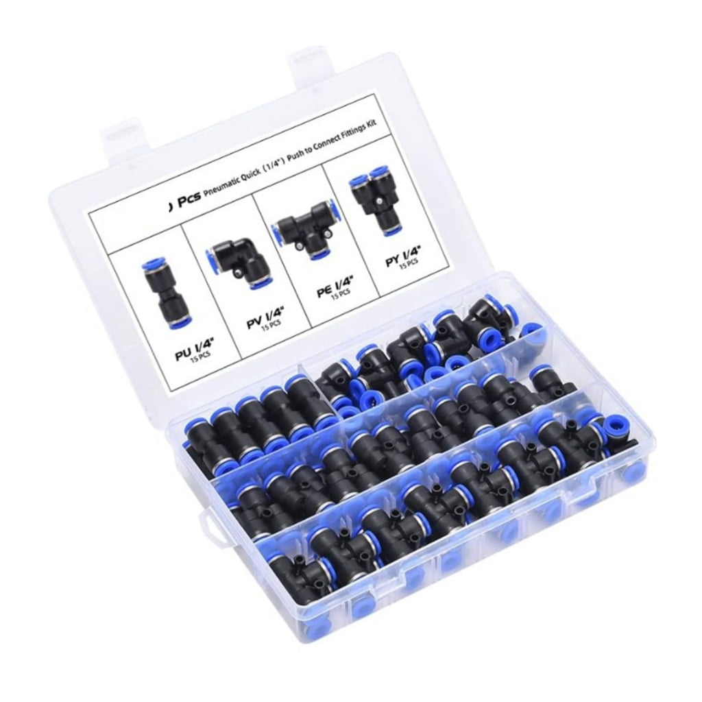 60Piece Set of Air Hose Adapters, Simple Push In Application, Easy ...