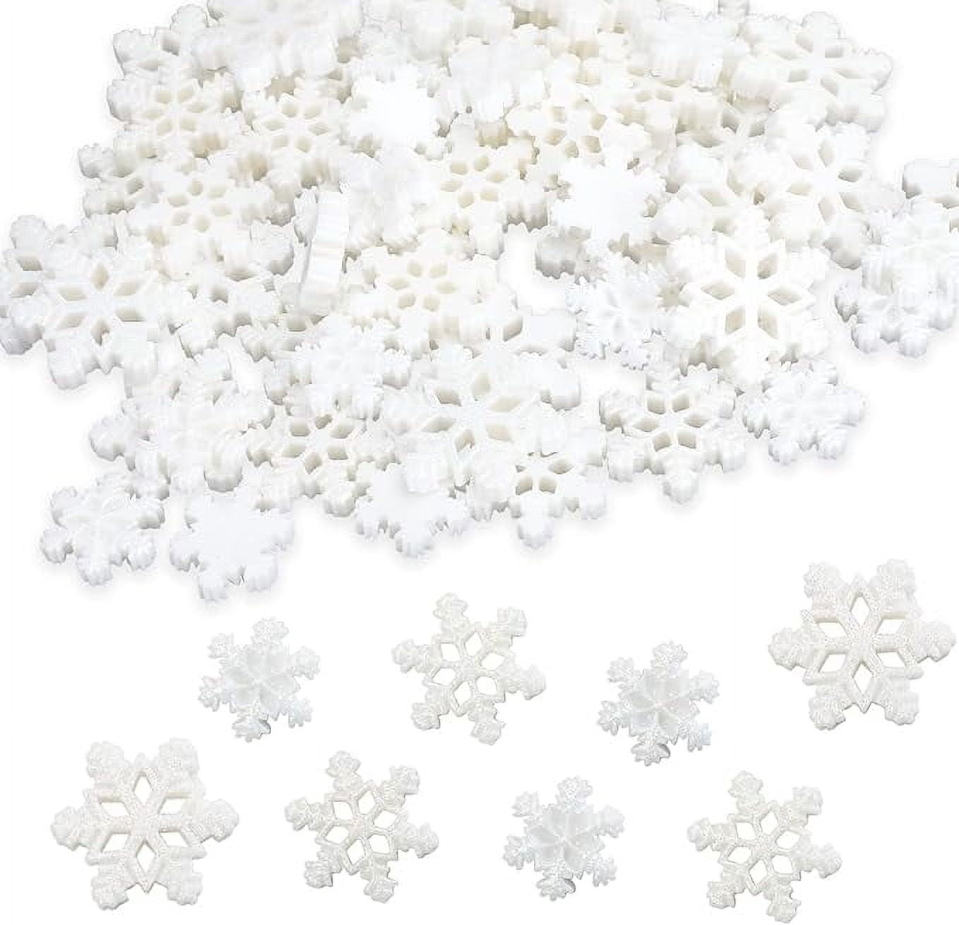 60Pieces Resin Snowflakes for Crafts, 3 Sizes White Glitter Resin ...